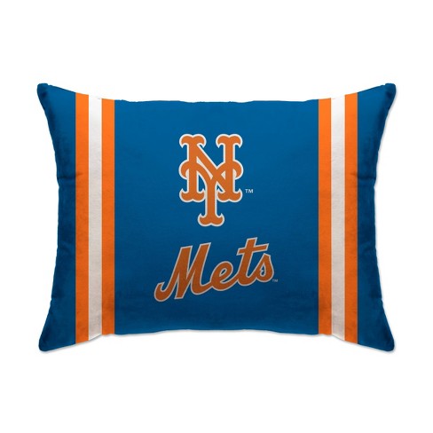 Mlb New York Mets Soft/medium Density Standard Stripe Logo Bed Pillow ...