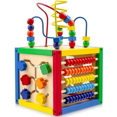 Wooden Activity Cube With Bead Maze, Shape Sorter, Abacus Counting ...