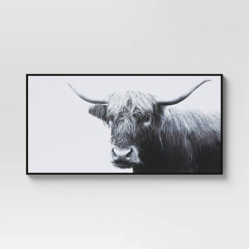 47" X 24" Highland Cow Framed Canvas - Threshold™: Modern Wall Art ...