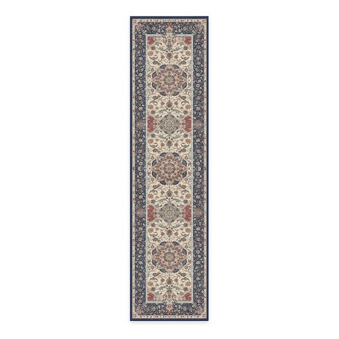 Ruggable Sima Washable Vintage Floral Runner Rug - Royal Blue 2'6"x10 ...