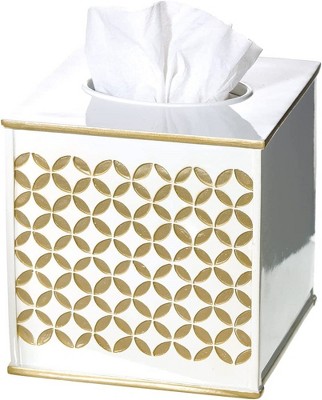Creative Scents Diamond Lattice White And Gold Square Tissue Box : Target
