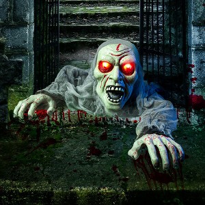 Joyfy Halloween Outdoor Light-Up Zombie Groundbreaker with Creepy Sound ...