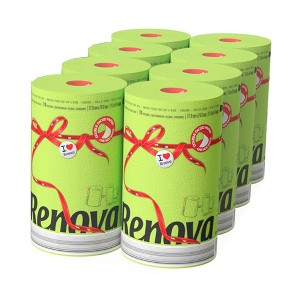 Bulk Renova Lime Green Paper Towels, 8 Roll Pack of 2-Ply Jumbo Rolls ...