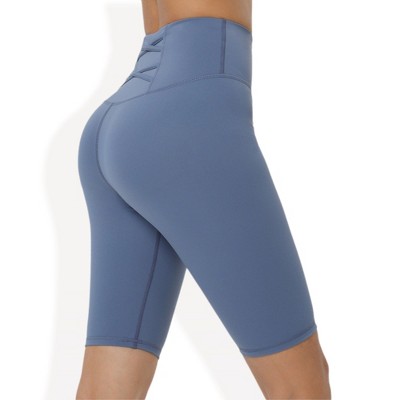 Anna-kaci Women's High Waist Compression Biker Shorts With Mesh Detail ...