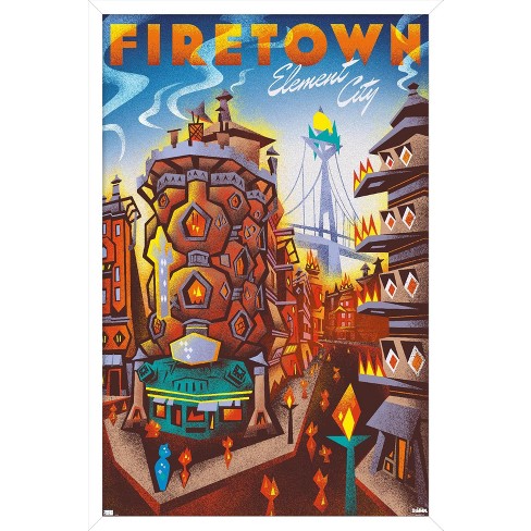 Trends International Disney Pixar Elemental - Firetown Framed Wall ...