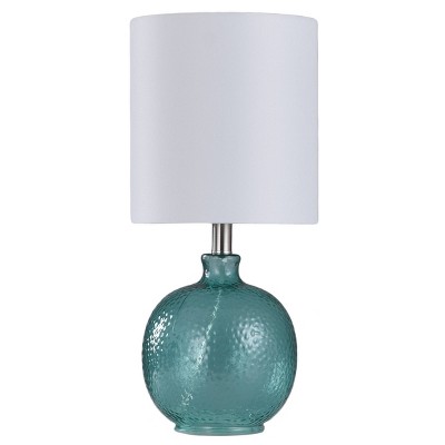 Glass Table Lamp Blue - Stylecraft: Seeded Glass Finish, White Linen ...