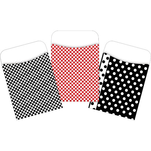 3pk 30ea Red & Black Classic Library Pockets - Barker Creek : Target