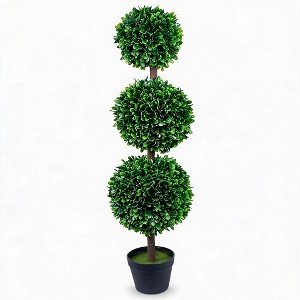Garvee 41" Artificial Topiary Trees Triple Ball, 2 Pack Fake Boxwood ...
