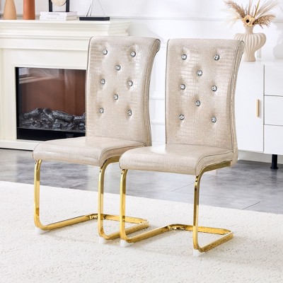 PexFix Set of 2 Retro Alligator Skin Dining Chairs, Faux Leather with ...
