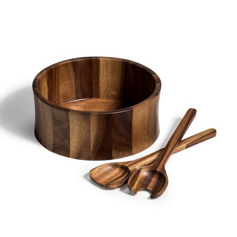 Kalmar Home Acacia Wood Large Salad Bowl With Servers : Target