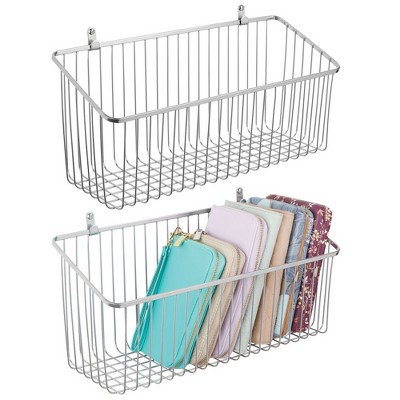 mDesign Metal Wall Mount Hanging Basket for Home Storage, 2 Pack : Target