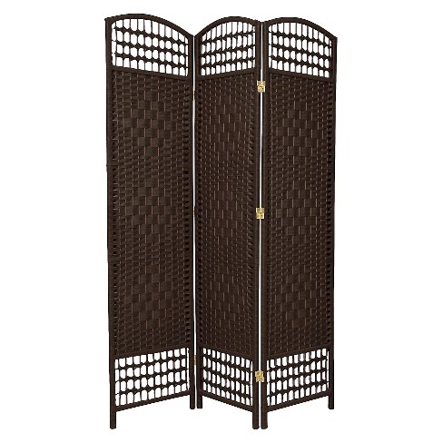 5 1/2 Ft. Tall Fiber Weave Room Divider - Dark Mocha (3 Panels) : Target