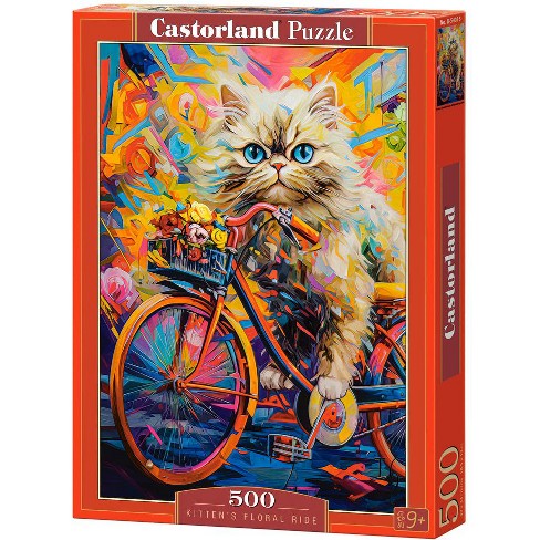 500 Piece Jigsaw Puzzle, Kitten's Floral Ride, Animal Puzzle, Kitten ...