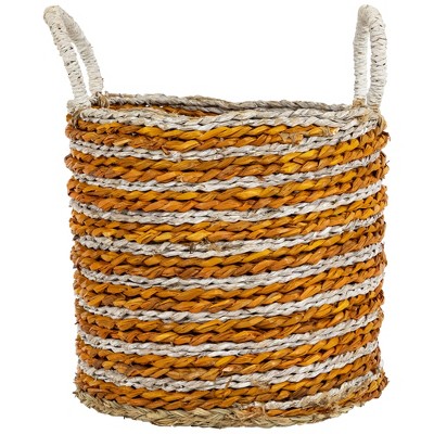 Northlight Set Of 4 Striped Woven Seagrass Round Baskets With Handles ...