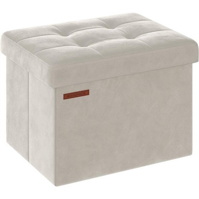 Songmics Small Storage Ottoman Foldable Velvet Storage Box Storage ...