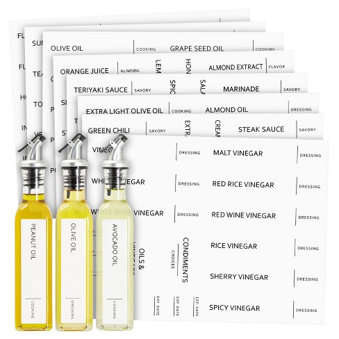 Talented Kitchen 132 Preprinted Minimalist Oil Labels For Bottles ...