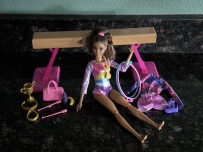 Barbie Gymnastics Playset With Blonde Fashion Doll, Balance Beam, 10 ...