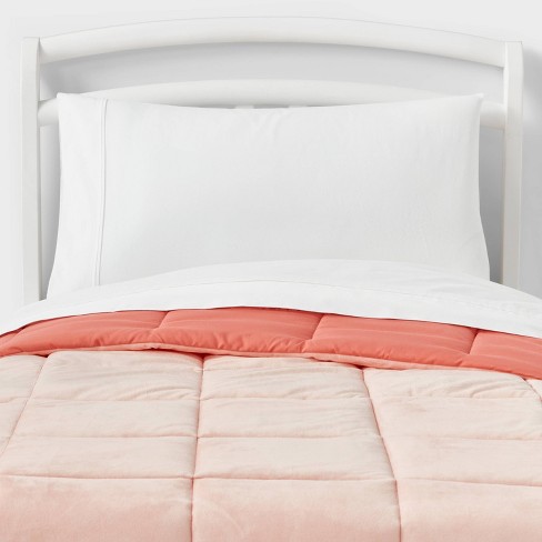 Toddler Kids' Comforter Windowpane Velvet Pink - Pillowfort™: Polyester ...