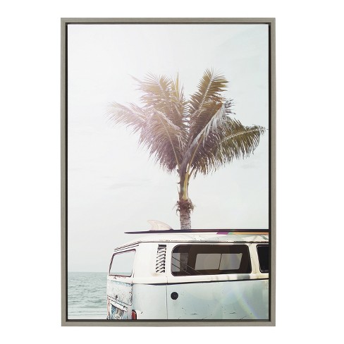 Kate And Laurel Sylvie Blue Beach Van Framed Canvas By Amy Peterson Art ...