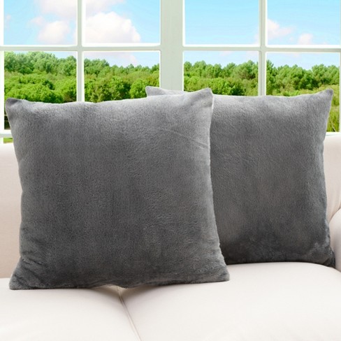 Cheer Collection Set Of 2 Microfleece Throw Pillows, 18" X 18" - Gray ...