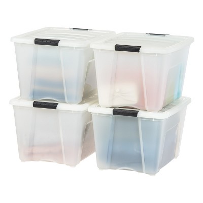 Iris Usa 6 Pack 26.95 Quart Stackable Plastic Storage Bins With Lids ...