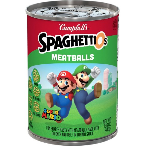 Spaghettios Super Mario Bros Canned Pasta With Meatballs- 15.6oz : Target
