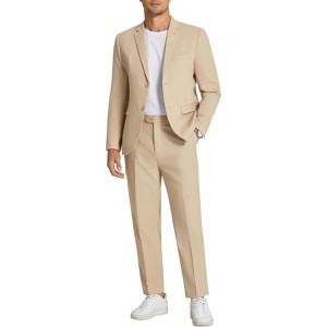 COOFANDY Men's 2 Piece Linen Suits Set Regular Fit Casual Linen ...