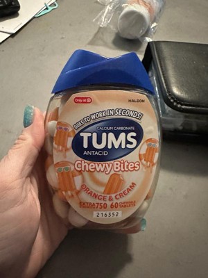 Tums Chewy Bites Orange and Cream Extra Strength Chewable Antacid for ...