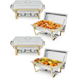4-Pack 8QT Rectangular Chafing Dishes, Stainless Steel Buffet Warmers ...