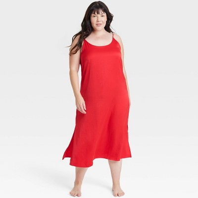 Women's Satin Pajama Chemise - Auden™ Red 4x : Target