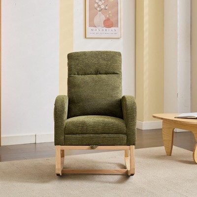 Modern Cyan Accent Rocking Recliner Armchair With Wood Legs,teddy ...