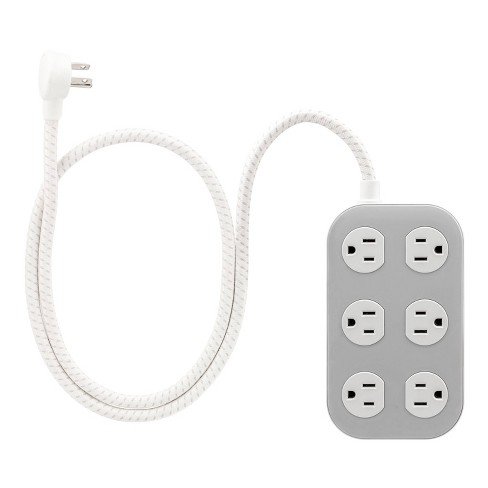Ge 6-outlet Surge Protector 490j 6' Braided Cord Gray/cream : Target