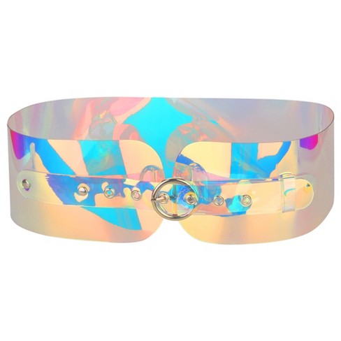 Inspire Chic Women Clear Waist Belts, Wide Transparent Round Buckle Pvc ...