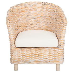 Safavieh Omni Rattan Barrel Chair Natural White Wash White