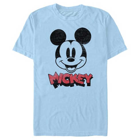 Men's Mickey & Friends Mickey Mouse Retro Headshot T-shirt - Light Blue ...