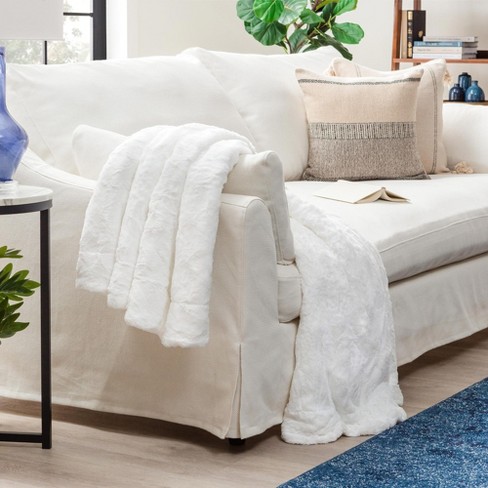 Chanasya Embossed Deco Faux Fur Throw Blanket - 50" X 65” - White : Target