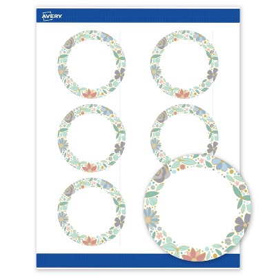 Avery® Matte 3" Diameter Labels, Mint & Gold Floral, 60ct : Target