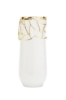 Classic Touch Gold Floral Vase With Removable Glass Insert : Target