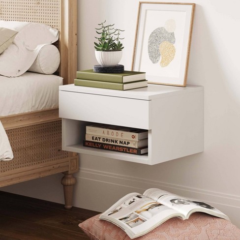 Jackson Wall Mount Shelf Side Table Matte White - Nathan James: Modern ...