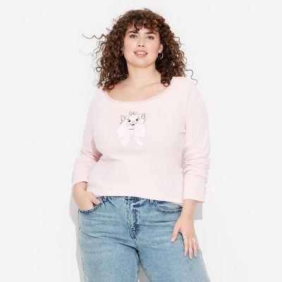 Women's Marie Long Sleeve Graphic T-shirt - Light Pink 1x : Target