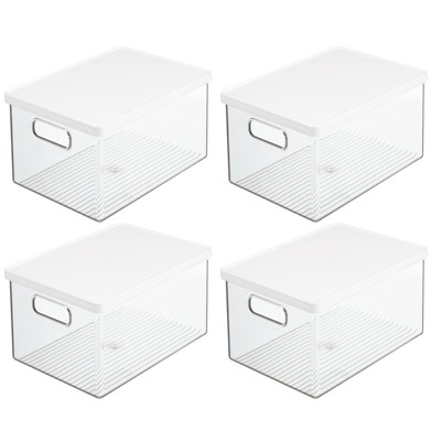 mDesign Plastic Stackable Storage Container Bin Box, Removable Lid : Target