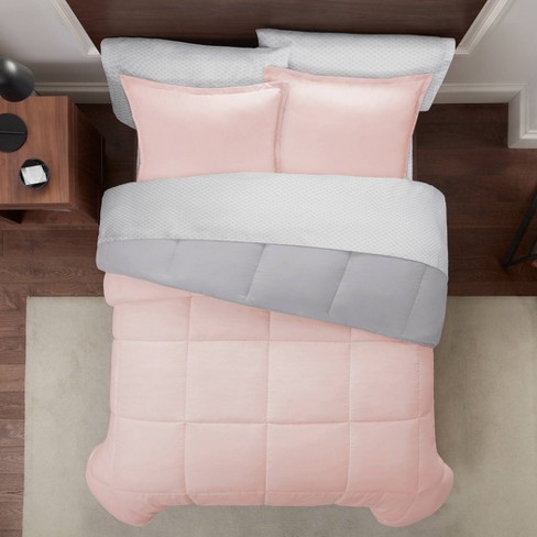 7pc King Simply Clean Reversible Bed In A Bag Blush/gray - Serta : Target