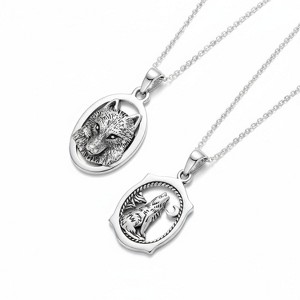 Bling Jewelry Set of 2 Celestial Werewolf Wicca Oval Animal Totem with ...
