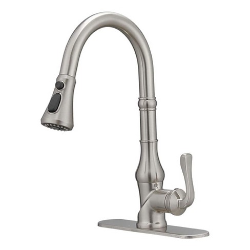 Single-handle Pull-down Sprayer 3 Spray High Arc Kitchen Faucet With ...