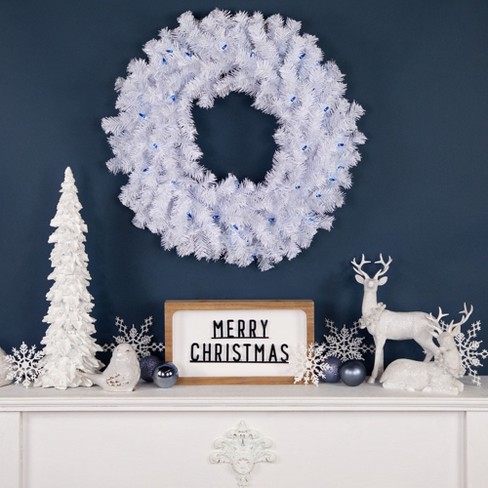 Northlight Pre-lit Geneva White Spruce Artificial Christmas Wreath, 24 ...