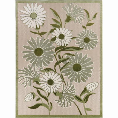 Nourison Aloha Daisy Flower Flatweave High-low Indoor Outdoor Area Rug ...