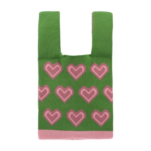 Unique Bargains Reusable Mesh Net Grocery Tote Bags Green Pink 14.17"x7 ...