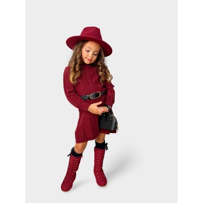 Cute Cranberry Cable Knit Belted Sweater Dress Mia Belle Girls : Target