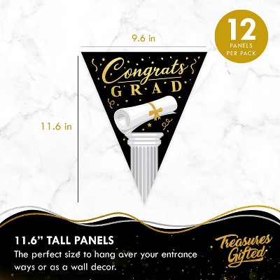 Treasures Gifted Gold Graduation Banner Pennant - Black and Gold ...
