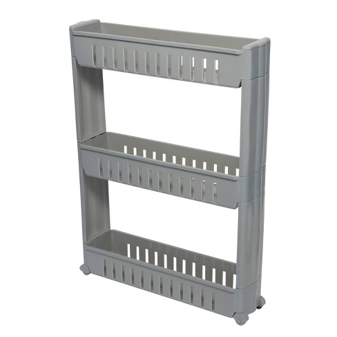 Simplify 3 Tier Slim Rolling Organizer Rack With Wheels Gray Kennedy ...